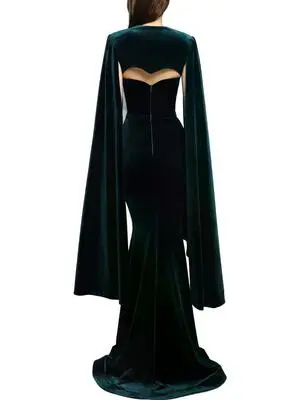 CRISTALLINI Vivienne Cape-detail Maxi Dress - Green