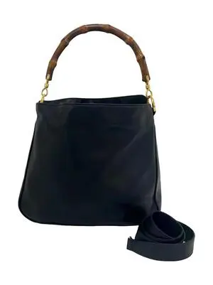 Gucci 20th Century Leather Bamboo Satchel - Black