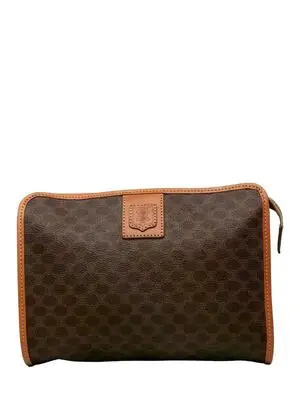 Celine Macadam Coated Canvas Clutch Bag - Brown