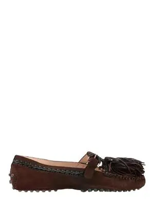TOD'S Tod's Suede Gommino Sole Loafers With Fringe Detail Brown