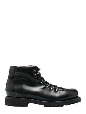 BUTTERO® Leather Lace-up Ankle Boots - Black