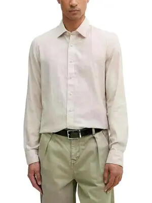 Michael Kors Cotton And Linen Slim-fit Shirt - Neutrals