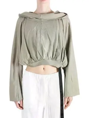 Rick Owens Cropped Hooded Hoodie - Green
