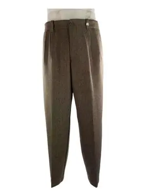 MYTHS Herringbone Pattern Pleated Trousers - Brown