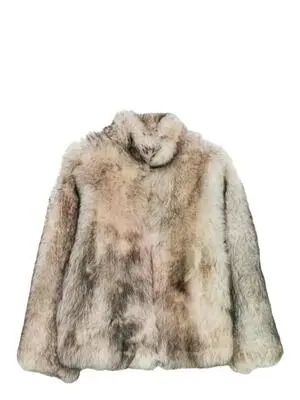 SALVATORE SANTORO Zip-up Faux Fur Coat - Neutrals
