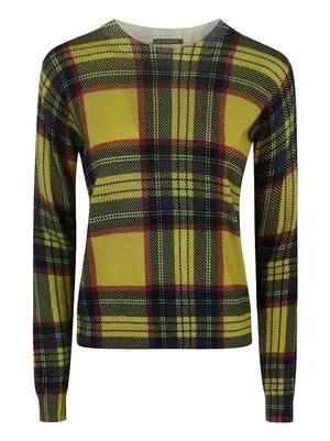 IN BED WITH YOU IN BED WITH YOU Wool Geometric Print Crew Neck Long Sleeve Sweater Yellow