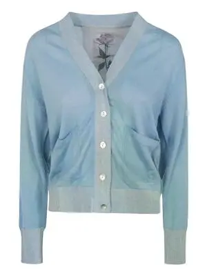 IN BED WITH YOU Fine-knit V-neck Cardigan - Blue