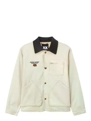 FINGERCROXX Corduroy Collar Logo Patch Jacket - Neutrals