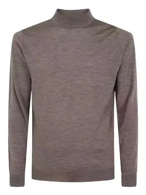John Smedley Harcourt Mock Neck Fine Knit Top - Brown