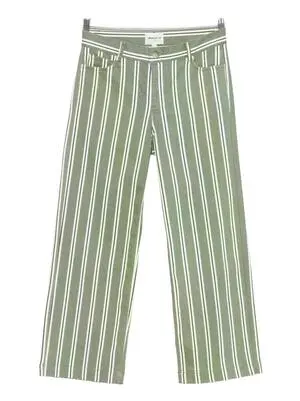 MAISON123 Rose Vertical-stripe Cropped Jeans - Green