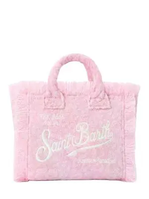 MC2 SAINT BARTH MC2 Saint Barth Leopard-Embossed Fringed Mini Tote Bag Pink
