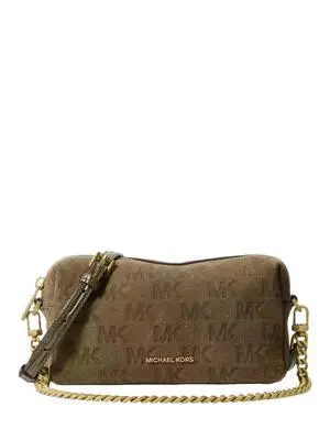 Michael Kors Monogram Debossed Suede Crossbody Bag - Green