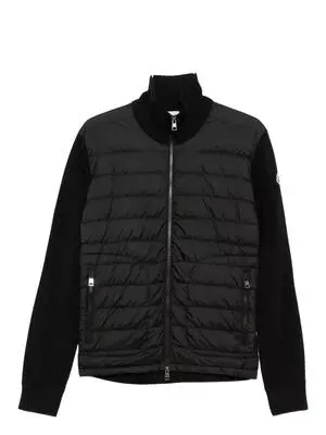Moncler Quilted Panel Zip-up Jacket - Black