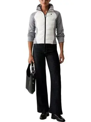 Patrizia Pepe Quilted Panelled High Neck Jacket - White