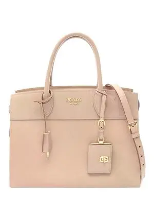 Prada Saffiano And City Calf Esplanade Satchel - Brown