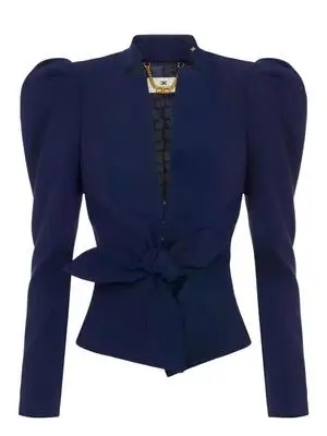 Elisabetta Franchi Lightweight Crêpe Jacket With Bow - Blue