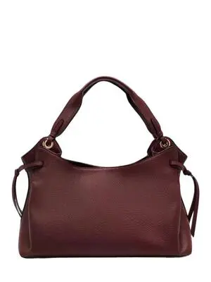 LANCEL Medium Swann Grained Leather Tote Bag - Red
