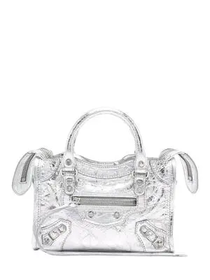 Balenciaga Nano Le City Metallic Tote Bag - Silver
