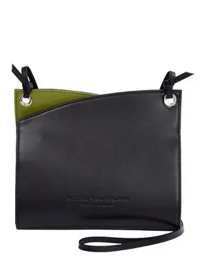 HESTER VAN EEGHEN Color Blocked Leather Shoulder Bag - Black/green