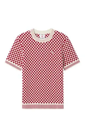 Casablanca White Check Short Sleeve T-shirt - Red