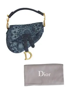 FWRD RENEW Dior Tie Dye Denim Mini Saddle Bag - Blue
