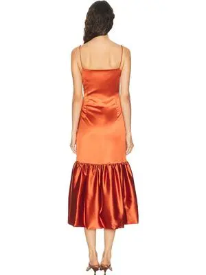 Caroline Constas Sydney Ruffle Hem Gown - Rust