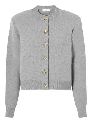 Balmain Merino Wool And Cashmere-blend Cardigan - Gray