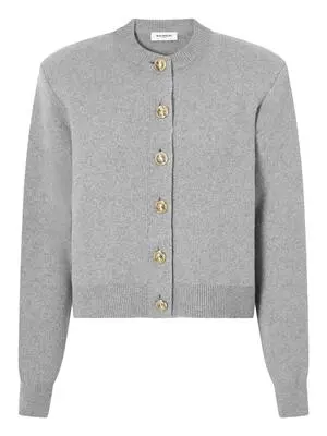 Balmain Merino Wool And Cashmere-blend Cardigan - Gray