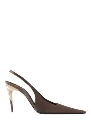 Saint Laurent Goya 95 Crepe Slingback Pumps - Brown