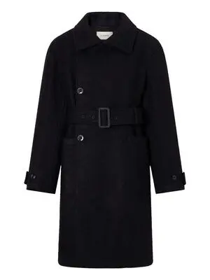 LEMAIRE Lemiare Single-breasted Belted Wool-blend Felt Coat - Black