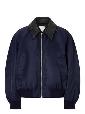 BOTTEGA VENETA BOTTEGA VENETA Intrecciato Leather-Trimmed Satin Jacket