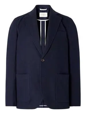 Oliver Peoples Westbury Cotton-blend Herringbone Suit Jacket - Navy