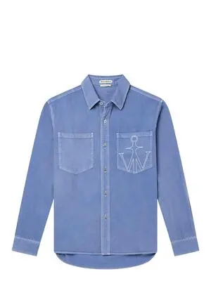 JW Anderson Logo-embroidered Cotton-twill Shirt - Blue
