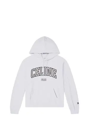 Celine Logo-print Cotton-jersey Hoodie - Gray