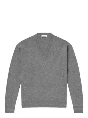 JIL SANDER Cashmere V-neck Sweater - Gray