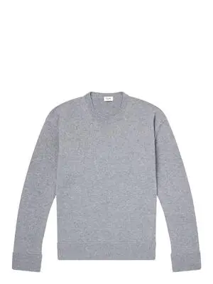 Celine Ribbed Cashmere Sweater With Suede Elbow Patches - Gray