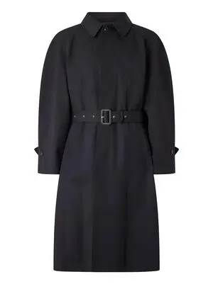 Celine Belted Wool-gabardine Trench Coat - Black
