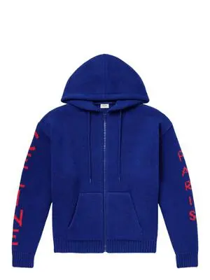 Celine Knitted Wool Hooded Zip-up Cardigan - Blue