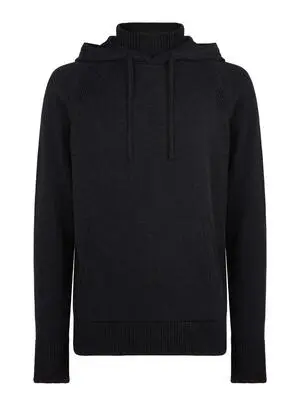 LA GRANNI Knitted Roll Neck Hoodie - Black
