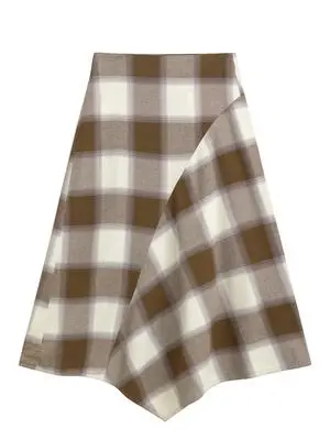 THINKING MU Indira Checked Midi Skirt - Green