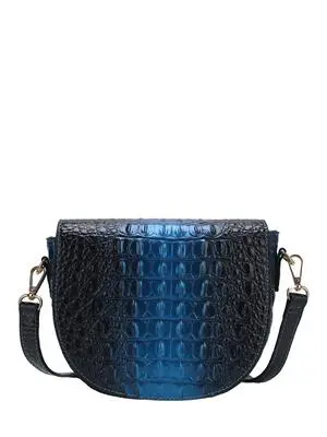 MKF COLLECTION - J'OMOR Amalia Croc-embossed Crossbody Bag - Blue