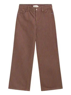 THINKING MU Striped Natural Dyes Kettan Low-rise Trousers - Brown