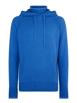 LA GRANNI Knitted Roll Neck Hoodie - Blue
