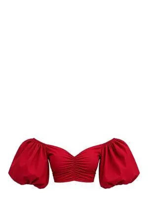OFUURE Skye Puff Sleeve Crop Top - Red