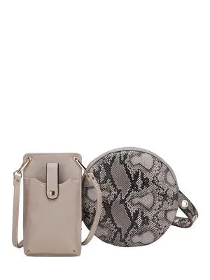 MKF COLLECTION - J'OMOR Hailey Phone Crossbody Bag With Snake-embossed Detail - Beige