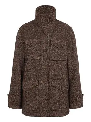 SERENA BUTE Tweed Funnel Neck Coat