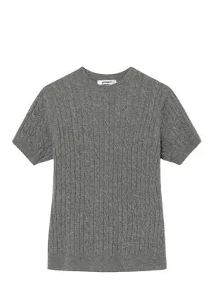Gimaguas Rina Cable-knit Short-sleeve Sweater - Gray