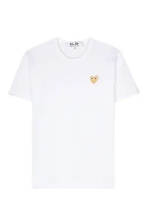 Play Comme Des Garcon Heart-patch Cotton T-shirt - White