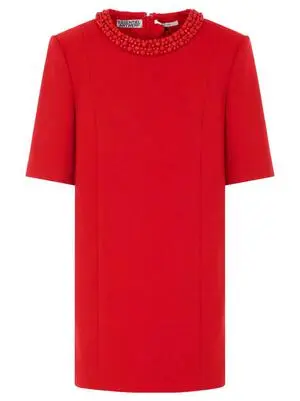 ESSENTIEL ANTWERP Essentiel Antwerp Beaded Neckline Short Sleeve Mini Dress