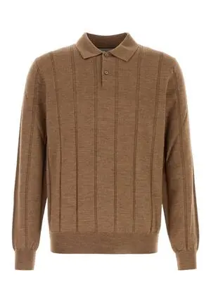 Canali Long-sleeve Polo-collar Sweater - Brown